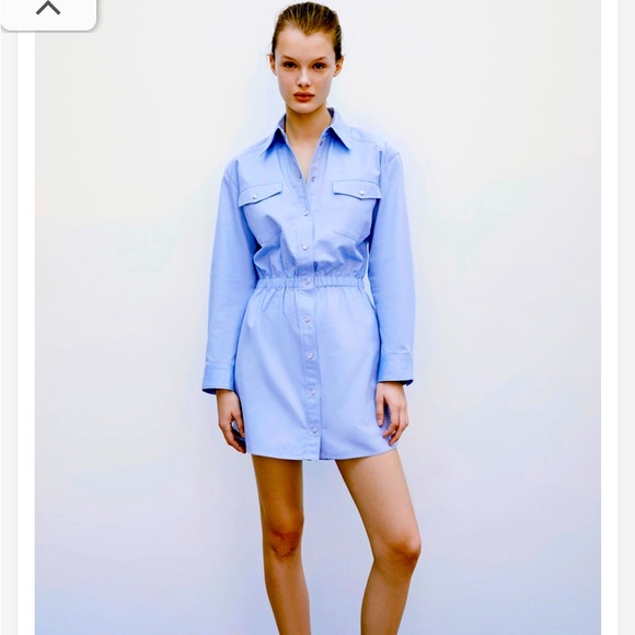 Zara | Dresses | Zara Mini Shirt Dress Light Blue Size M | Poshmark